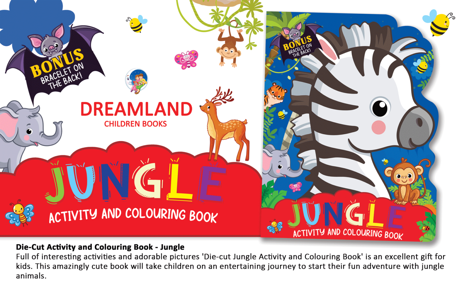 Jungle Activity and Colouring Book - Die Cut Animal Shaped Book