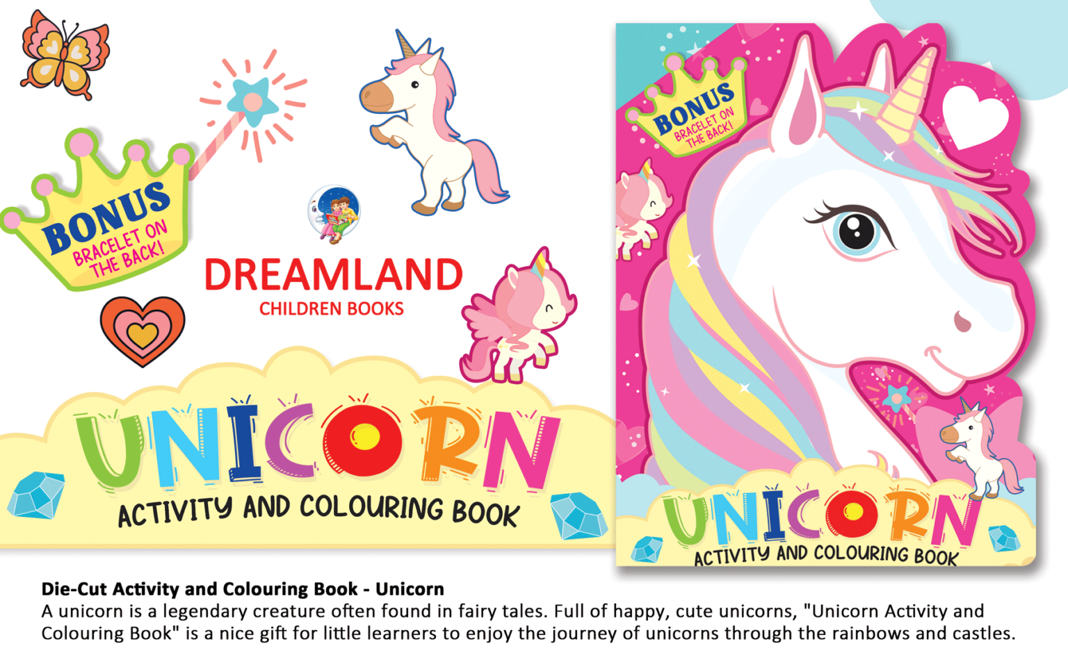 Unicorn Activity and Colouring Book - Die Cut Animal Shaped Book