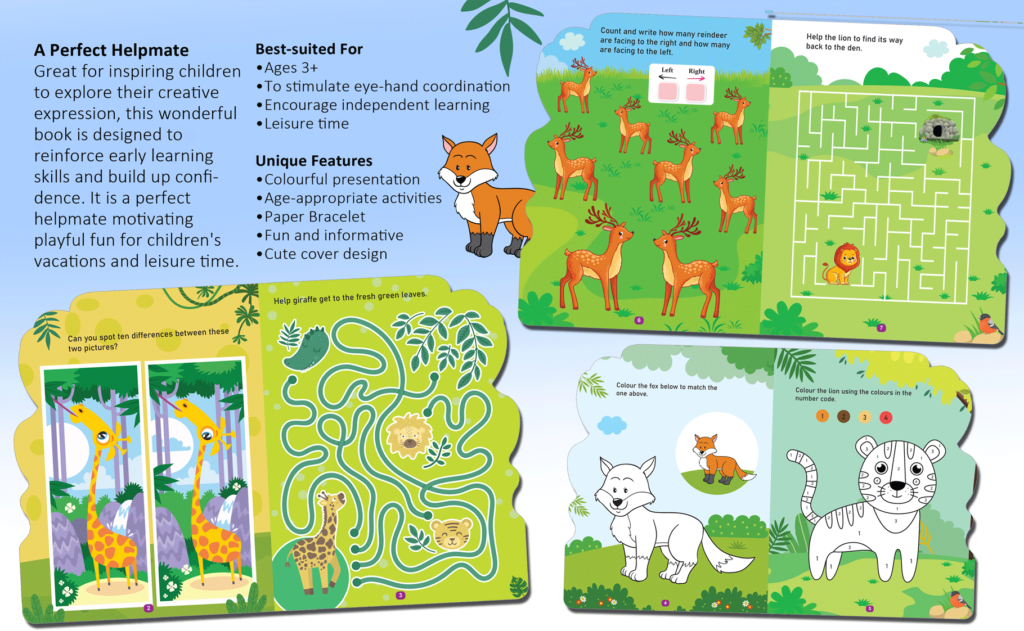 Jungle Activity and Colouring Book - Die Cut Animal Shaped Book