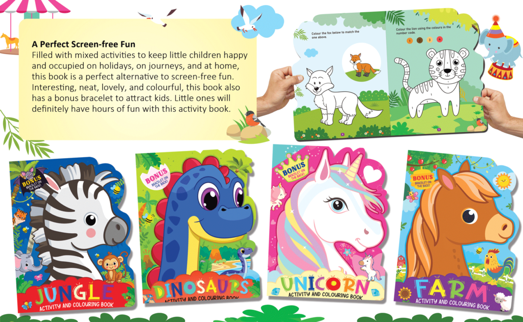 Jungle Activity and Colouring Book - Die Cut Animal Shaped Book