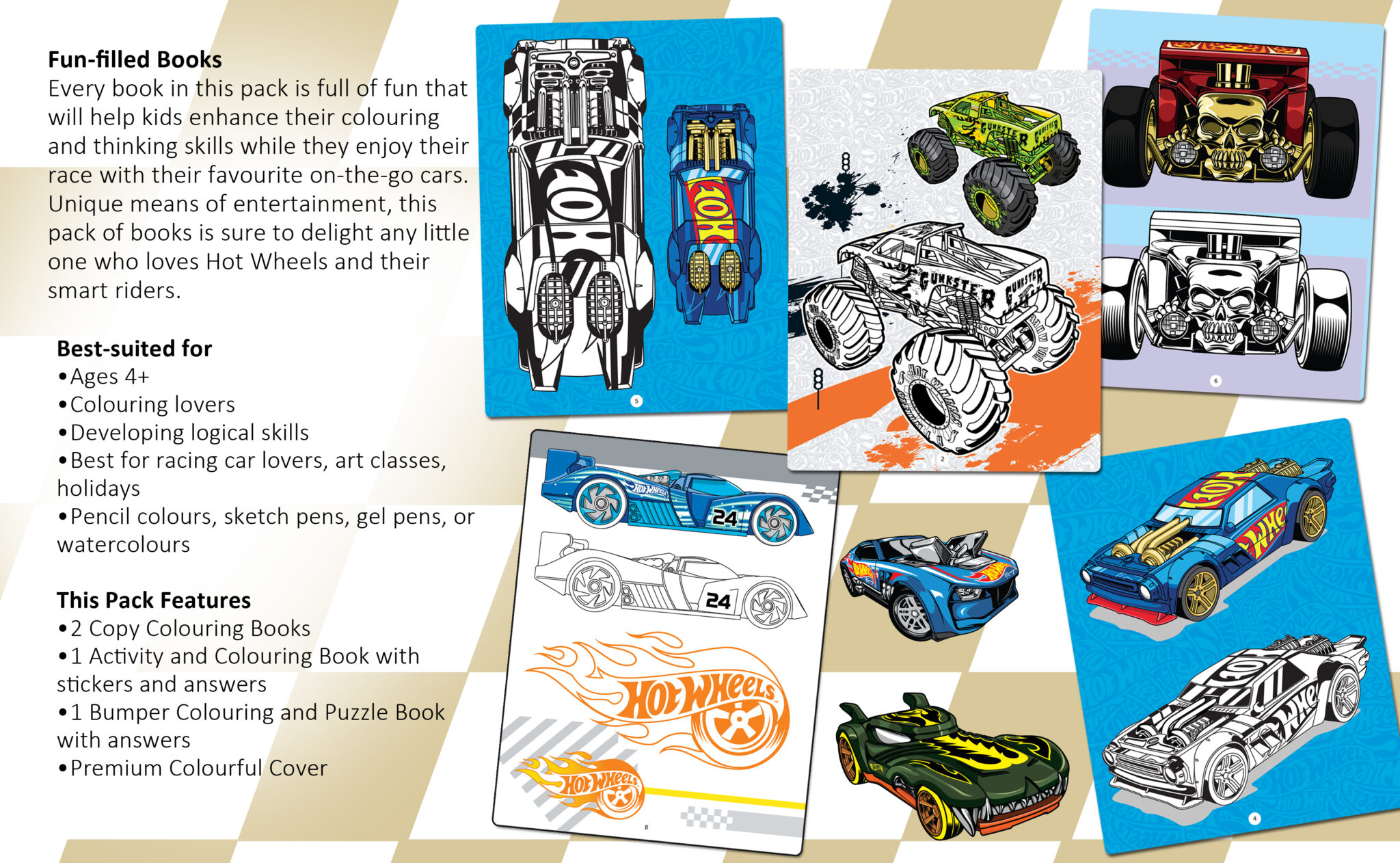 Hot Wheels Colouring and Activity - 4 Books Pack