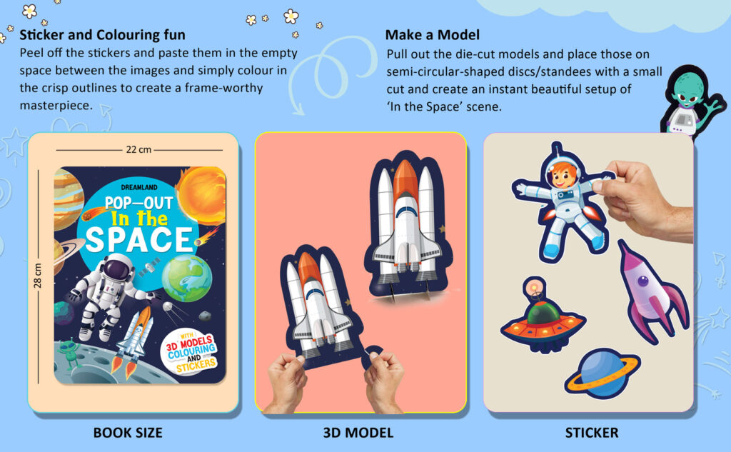 Pop-Out In the Space- With 3D Models Colouring Stickers