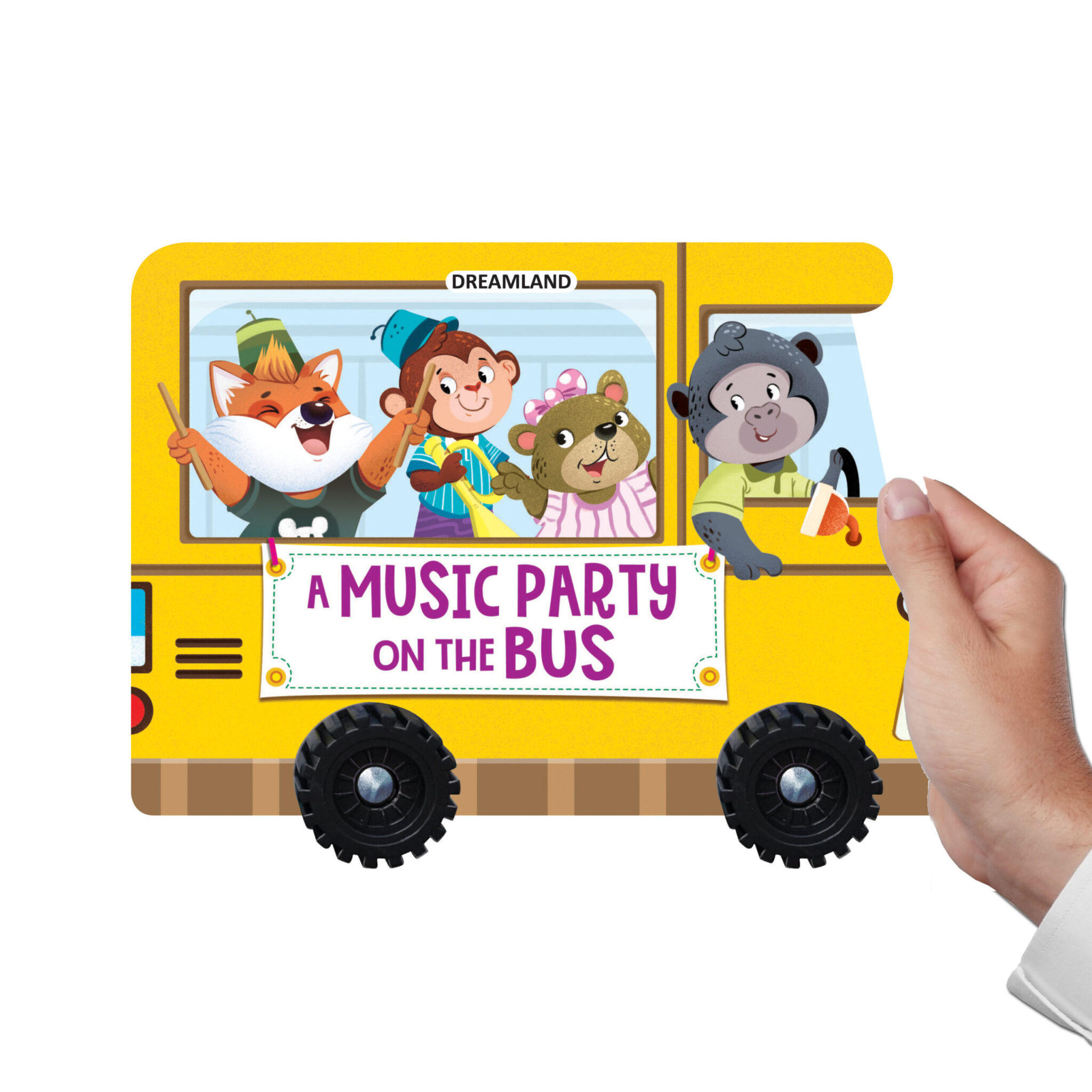 A Music Party On The Bus - A Shaped Board Book with Wheels