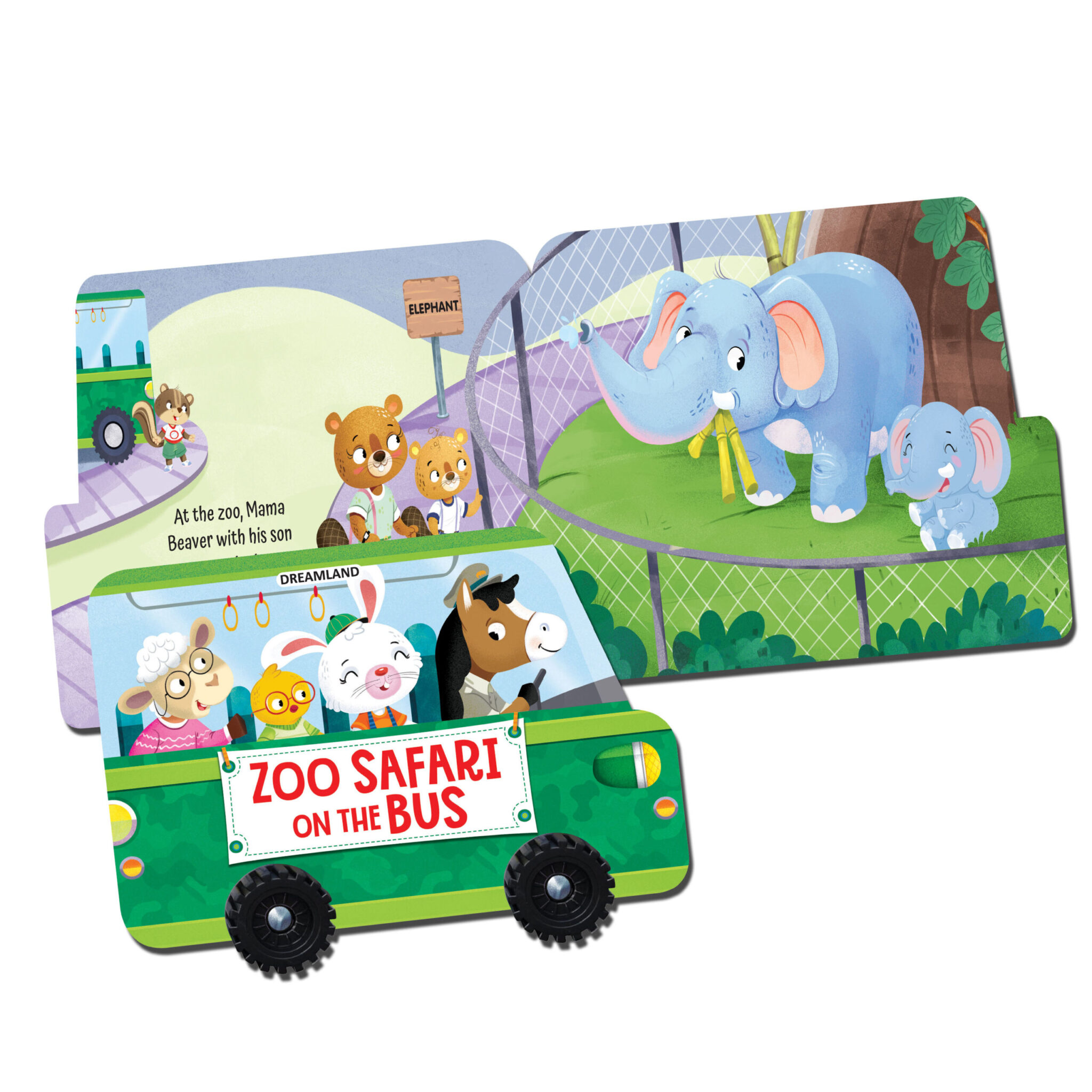 Zoo Safari On The Bus - A Shaped Board Book with Wheels