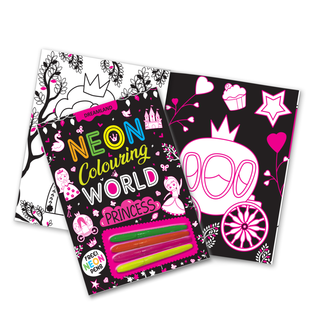 Princess Neon Colouring World Book for Kids Age 4 - 7 years with Neon Pens