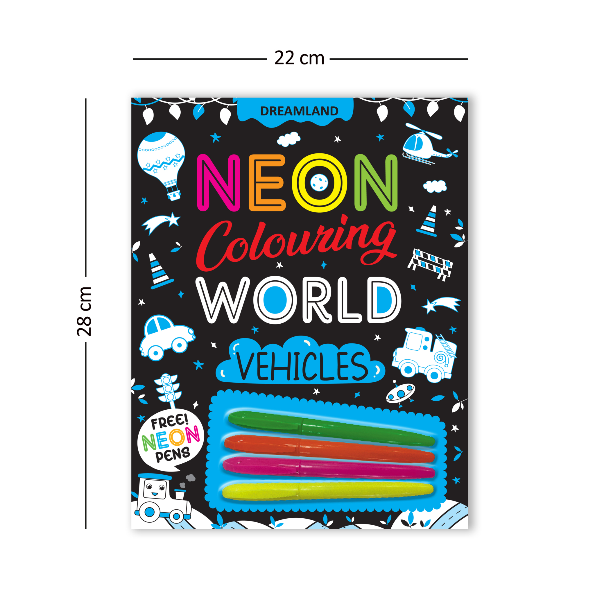 Vehicles Neon Colouring World Book for Kids Age 4 - 7 years with Neon Pens