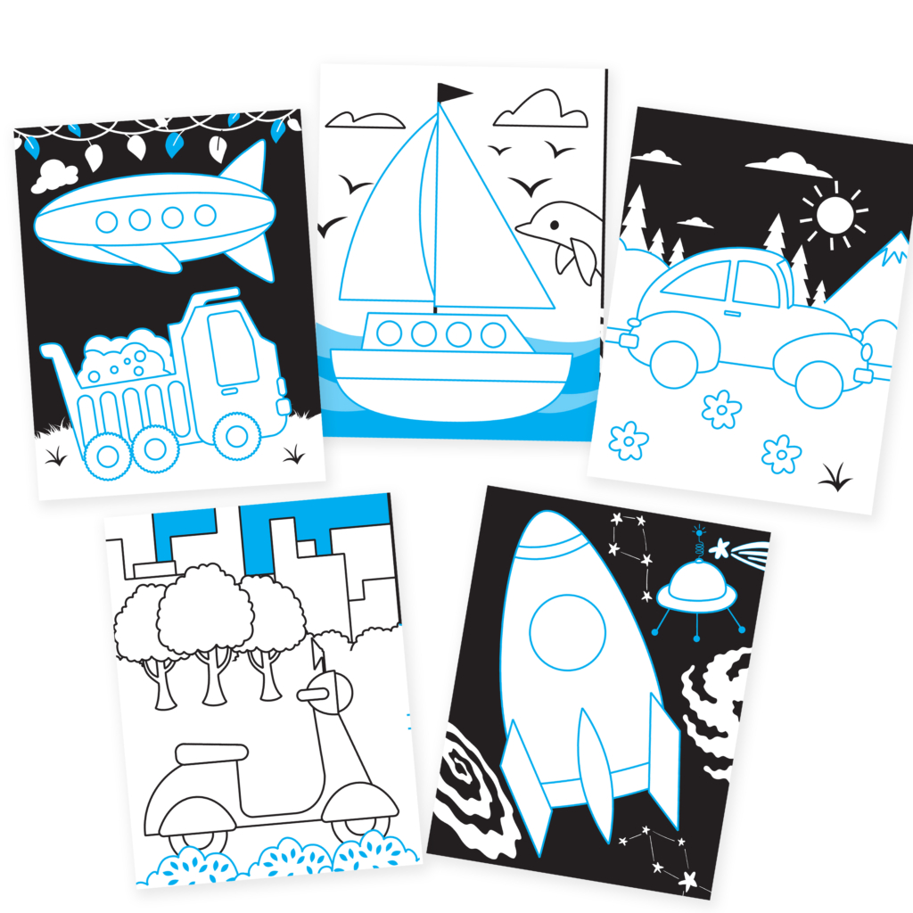 Vehicles Neon Colouring World Book for Kids Age 4 - 7 years with Neon Pens